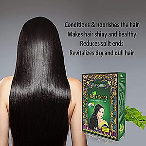 Kangana Black Henna for 100% Grey Coverage - Natural Hair Dye/Color | 6 Pouches - Total 60g (2.11 Oz)