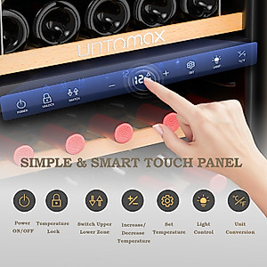 UNTOMAX 56 Bottles Wine Fridge Retro Dual Zone Wine Cooler Refrigerator, 41F-72F Freestanding Wine Cellar for Red/White/Champagne, Temperature Memory Quiet Compressor for Kitchen/Office, Off White