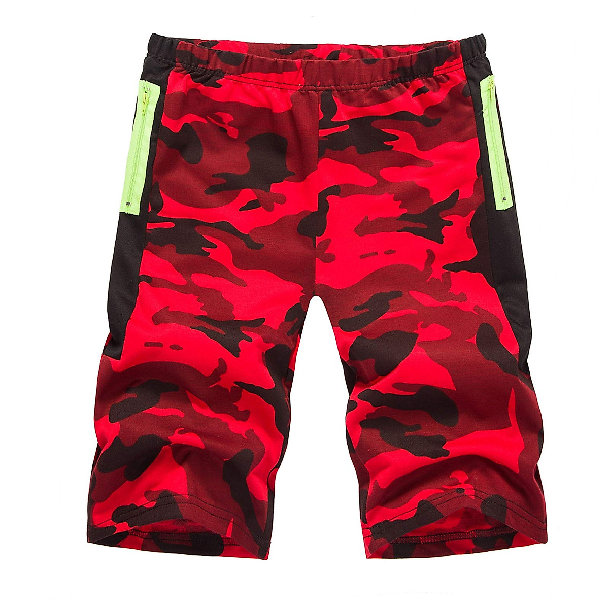 Men's Cargo Short Summer Casual Fitness Bodybuilding Camouflage Print Workout Shorts(Red, XXL)