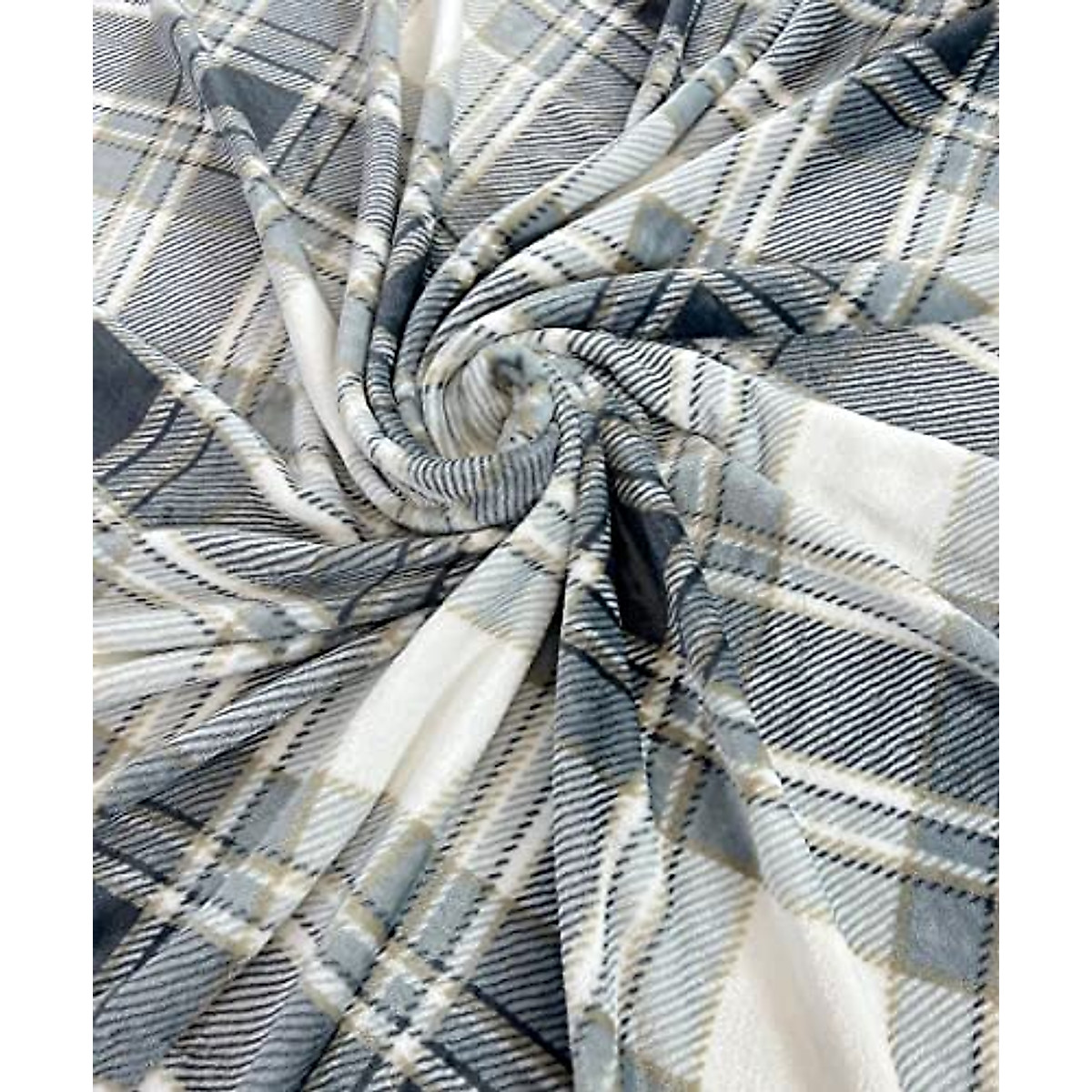Cozy Winter Fall Grey Throw Blanket: Soft Shades of Gray White Beige Plaid Plaid Design Accent for Sofa Couch Chair Bed Dorm