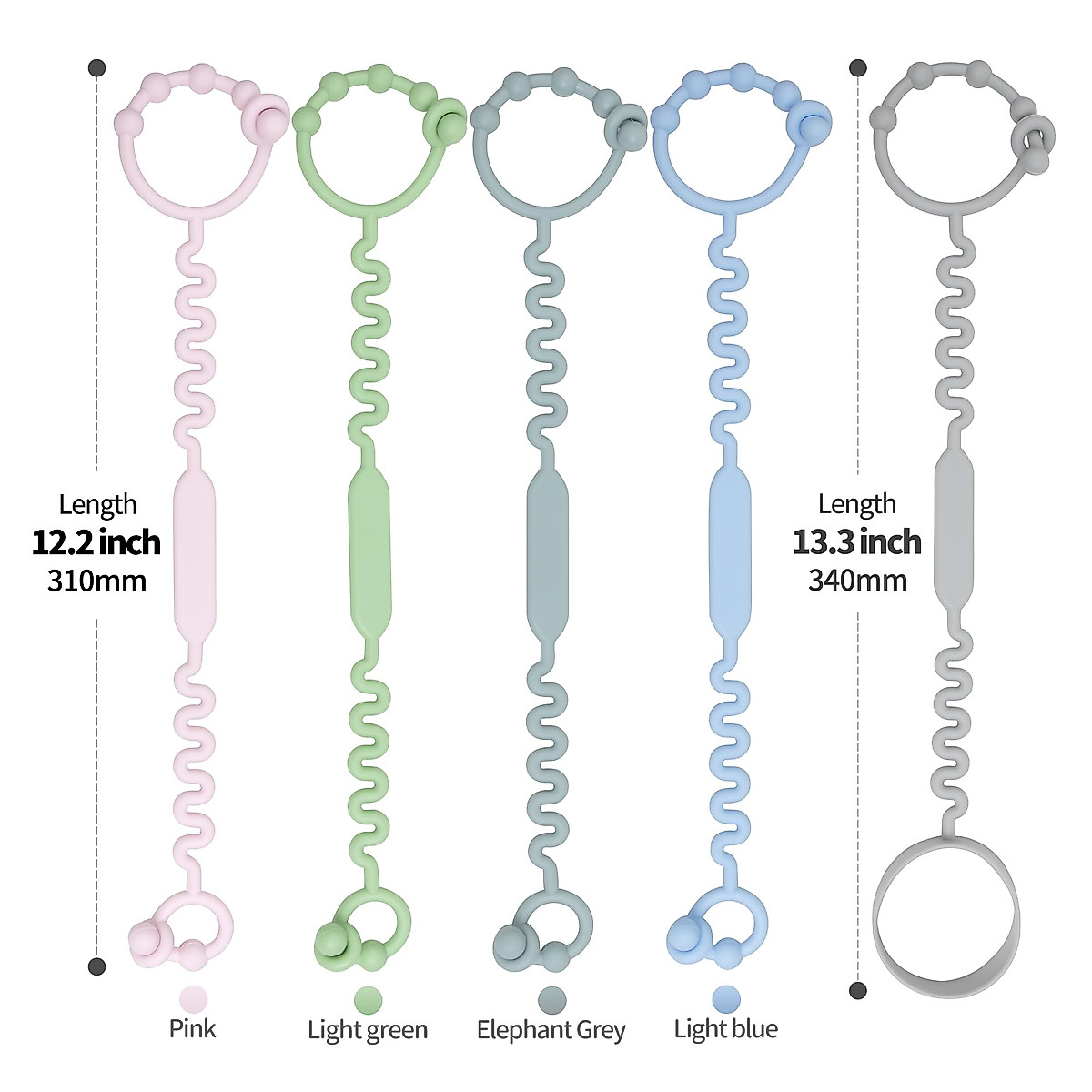 Toy Straps, Pacifier Holder Clip with Self-Adjusting Bayonet, Pure Silicone Material Without BPA; Can Be Used for Teethers, Feeding Bottles, Toys, Baby Cribs, High Chairs(Blue-3ps)
