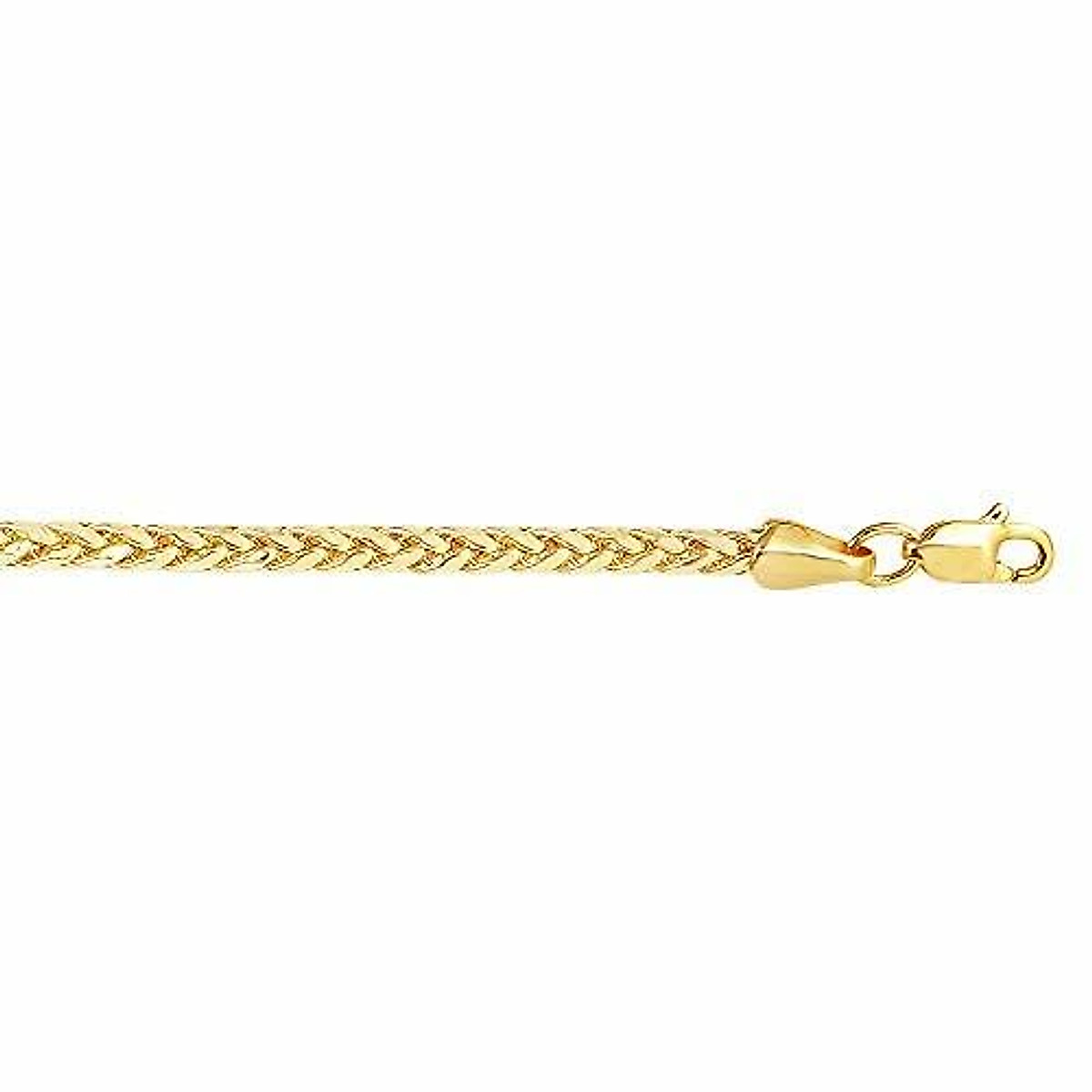 14K Yellow Gold 2.7mm Shiny Diamond-Cut Classic Semi-Solid Franco Chain Necklace for Pendants and Charms with Lobster-Claw Clasp (7.5", 18", 20" or 24 inch)