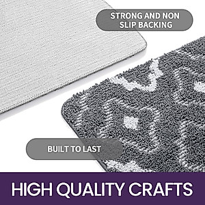 DEXI Door Mats Indoor, Absorbent Non Slip Front Door Rugs for Inside House, Low Profile Easy Clean Entrance Mat, 48"x32", Grey