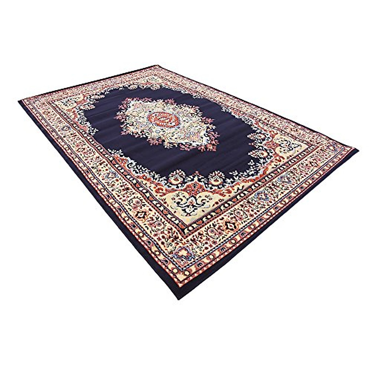 Unique Loom Reza Collection Traditional Persian Style Area Rug, 6 x 9 ft, Navy Blue/Ivory