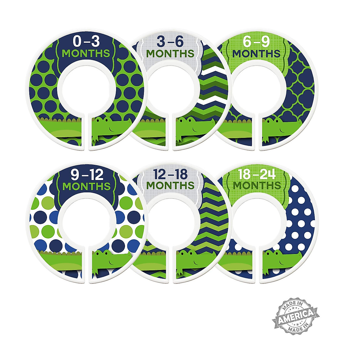Modish Labels Baby Clothes Size Dividers, Baby Closet Organizers, Size Dividers, Baby Closet Organizers, Closet Dividers, Clothes Organizer, Boy, Woodland, Alligator, Navy, Green (Baby)