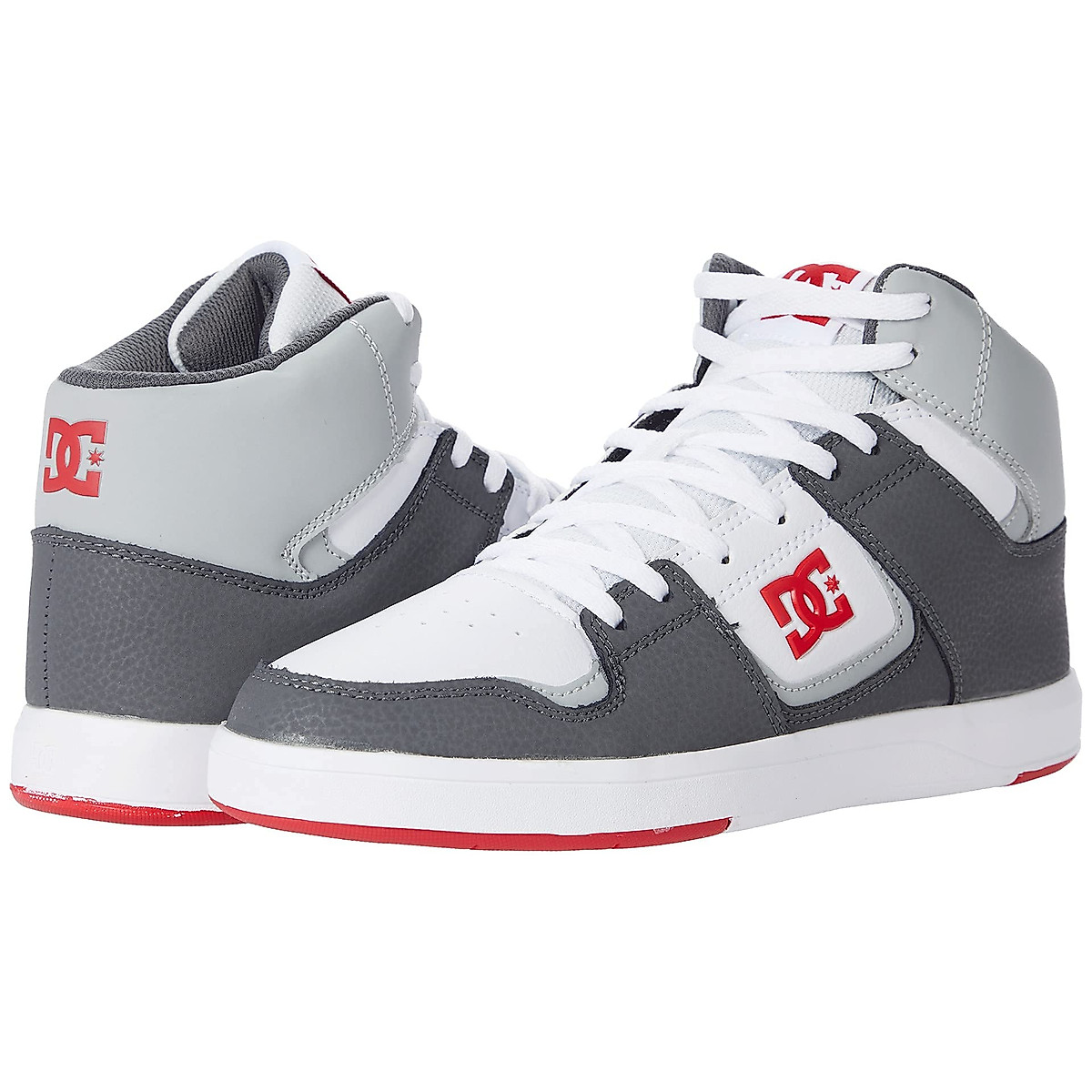 DC Mens Cure Casual High-Top Skate Shoes Sneakers White/Grey/Red 13 D - Medium