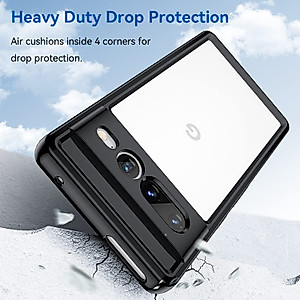 DFTCVBN Phone Case for Pixel 7 Pro Case, Google 7 Pro GP4BC Case with HD Screen Protector, Soft Bumper with Clear Crystal PC Hard Back Shockproof Cover Cases for Google Pixel 7 Pro Black