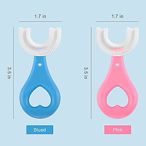 VIJIGIA 2 Pack Kids U-Shaped Toothbrush ,Food Grade Soft Silicone Brush Head, 360° Oral Teeth Cleaning Design for Toddlers and Children