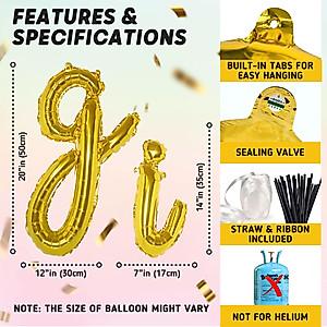 Wild One Cursive Letter Balloons - First Birthday Decorations For A Baby Boy & Baby Girl Party Supplies | Gold Wild One Balloon Sign Banner In Script Letters (Cursive GOLD)