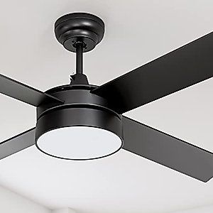 YITAHOME Black Ceiling Fans with Light and Remote, Dimmable Fanlight for Indoor Outdoor, Light Fan with Stepless Color Temperature, Night Light Mode, 48 Inch