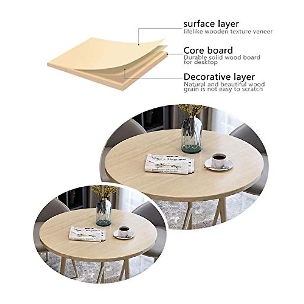 IWQHQXR Office Conference Table, Coffee Leisure Table and Chair Set Kitchen Study Bedroom Living Room Creative Display Round Dining Table Home Leisure Area Tea (Color : Style C) (Color : Grey)