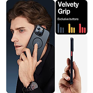 TORRAS Magnetic Guardian Designed for iPhone 14 Pro Max Case [Military Grade Drop Tested] [Compatible with MagSafe] Slim Translucent Matte Case for iPhone 14 Pro Max Phone Case (6.7"), Mystic Black