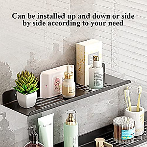 Over Sink Shelf Wall Mounted for Bathroom Mirror Behind Faucet Floating Tray Narrow Counter Organizer Shelf Self Adhesive Shower Shelves for Bathroom, Laundry Room, Kitchen, Farmhouse, RV, Set of 2
