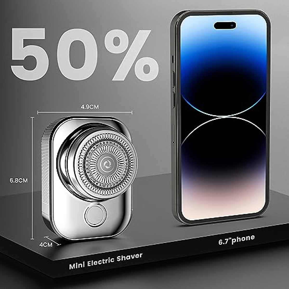 COSANO Mini Portable Travel Shaver for Men USB-C Rechargeable Electric Razor, Mens Rechargeable Cordless Waterproof Compact Shave for Home,Car,Travel,Woman,Men (Silver)