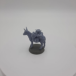 HERO Creations - 4 Mules - RPG - Dungeons and Dragons - DND - Pathfinder - Lord of The Ring - Figurine Miniature (Gray/Unpainted)