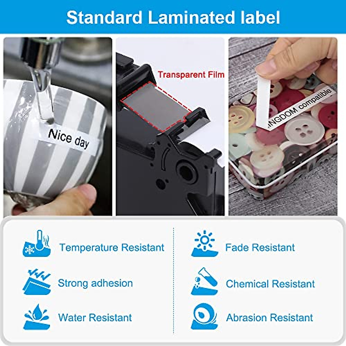 4 Pack Label Maker Tape Compatible Brother Label Maker Tape TZe-231 TZe231 12mm 0.47 Inch Laminated White Tape for Brother P-Touch PT-1290 PT-D210 PT-H100 PTD220 PTD600 Labeler, Black on White