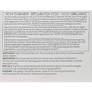 Vichy Nutrilogie 2 Intense Moisturizer for Very Dry Skin, 24-Hour Hydration Daily Face Cream to Strengthen and Soothe Skin, Non-Greasy Finish, 1.69 Fl Oz (Pack of 1)