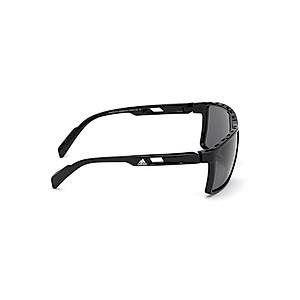 adidas Men's Injected Sun Glasses Round Sunglasses, Shiny Black/Smoke Polarized, 63/12/130