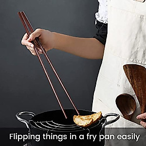 Donxote Wooden Noodles Kitchen Cooking Frying Chopsticks 16.5 Inches Brown Extra Long Set of 2 Pairs