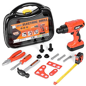 Elitoky Kids Tool Set - Toddler Tool Set with Tool Box & Electronic Toy Drill, Pretend Play Construction Kit for Kids, Toddler Boy Toys, Toy Tools for Kids Ages 3, 4, 5, 6, 7, 8 Years Old