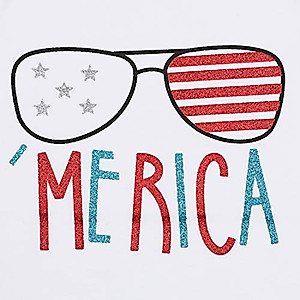 UNIQUEONE 3Pcs Baby Girls Merica Flag Stars Print Romper Bodysuit Sequins Shorts+Headbands Sets