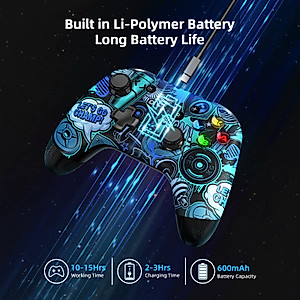 REDSTORM Switch Pro Controller for Nintendo Switch/Switch Lite/OLED/Android/iOS/PC, Wireless Switch Controller with 4 Programmable Buttons, Dual Vibration, Turbo, LED Light and Wake up Function