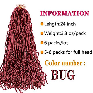 Soft locs crochet hair 24 inch 6 packs faux locs crochet hair burgundy butterfly locs pre looped braids synthetic crochet hair dreadlocks hair extensions for black women (24 inch, Burgundy)