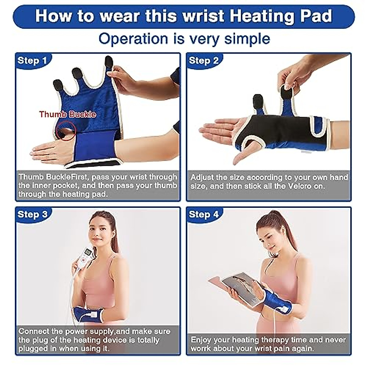 ALDIOUS Heating Pad for Wrist Pain, Heated Hand Wrap for Arthritis, Carpal Tunnel Relief, Tendonitis, Injuries, Wrist and Hand Pain Relief, 86-158℉ Adjustable Temperature, Auto Shut Off
