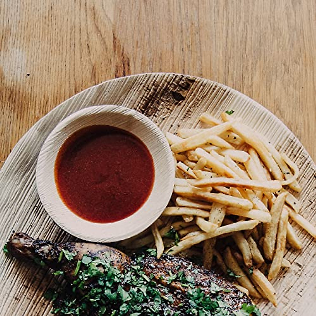 brheez Palm Leaf Bowls 4 Inch - 25 Pack - Eco Friendly, Compostable & Biodegradable – Elegant Bamboo Look Disposable Bowls are Heavy Duty and More Environmentally Friendly than Paper Bowls