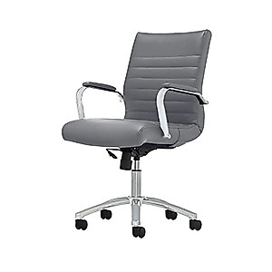 Realspace® Modern Comfort Series Winsley Bonded Leather Mid-Back Chair, Gray