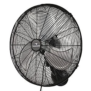 Tornado 20 Inch Pro Series High Velocity Oscillating Wall Mount Fan For Industrial, Commercial, Residential Use 3 Speed 5250 CFM UL Safety Listed