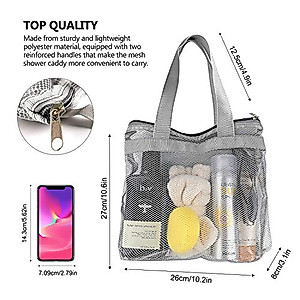 2 Pcs Portable Shower Mesh Caddy Bag Quick Dry Hanging Toiletry and Bath Organizer for Travel and Swimming with Zipper (2 Gray)