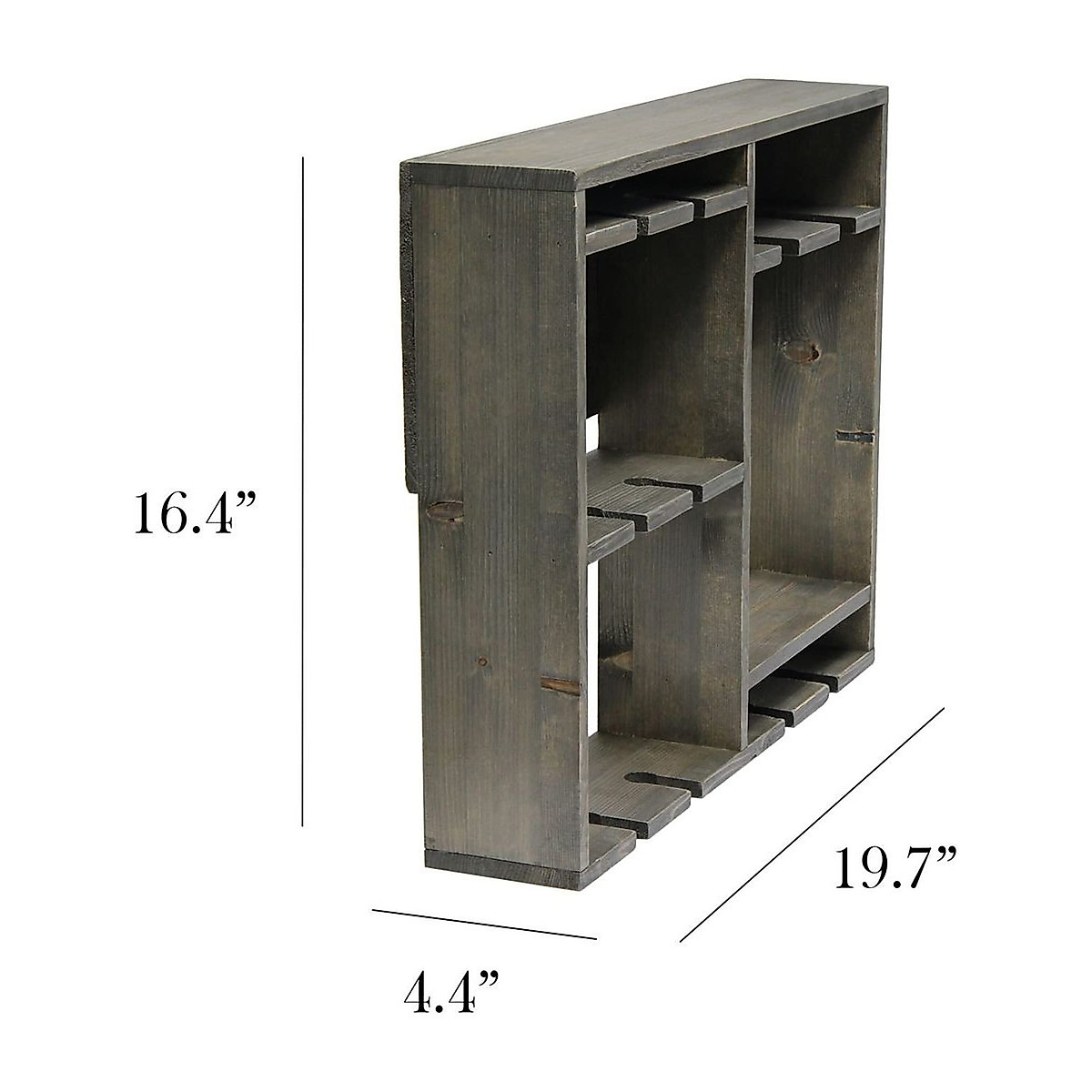 Elegant Designs HG1020-RGY Bartow Wood Shelf with Glass Holder Wall Mounted Wine Rack, Rustic Gray