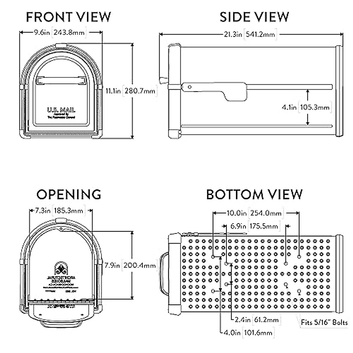 Architectural Mailboxes Hillsborough Galvanized Steel Post Mount Mailbox, Compatibility Code J, 5593C-CG-10, Copper, Large Capacity