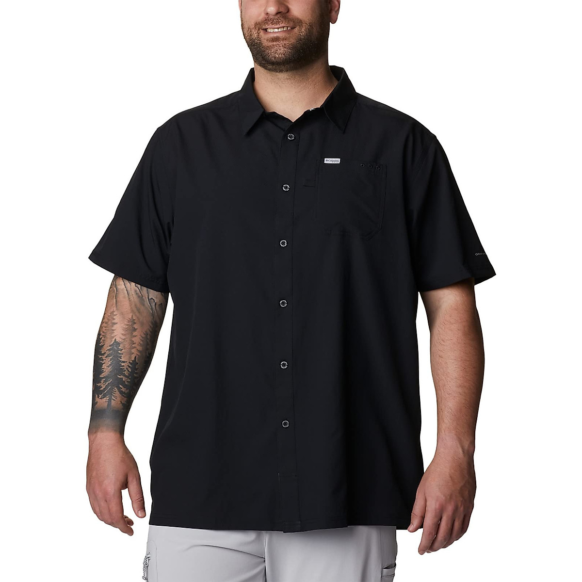Columbia Men's Standard Slack Tide Camp Shirt, Black, Large