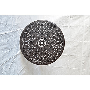 Mandalay Outdoor Patio 7pc Dining Table Dark Bronze Color Cast Aluminum (Walnut)