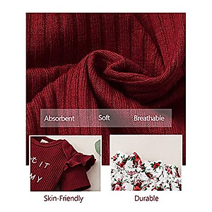 Mioglrie Newborn Baby Girl Clothes Romper Shorts Set Ruffle Infant Girl Clothes Knitted Baby Girls' Clothing Daddys Little Girl Baby Clothes Maroon Baby Clothes Girl 0-3 Months
