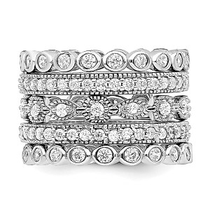 IceCarats 925 Sterling Silver Cubic Zirconia CZ 5-piece Eternity Stackable Ring Set Size 7