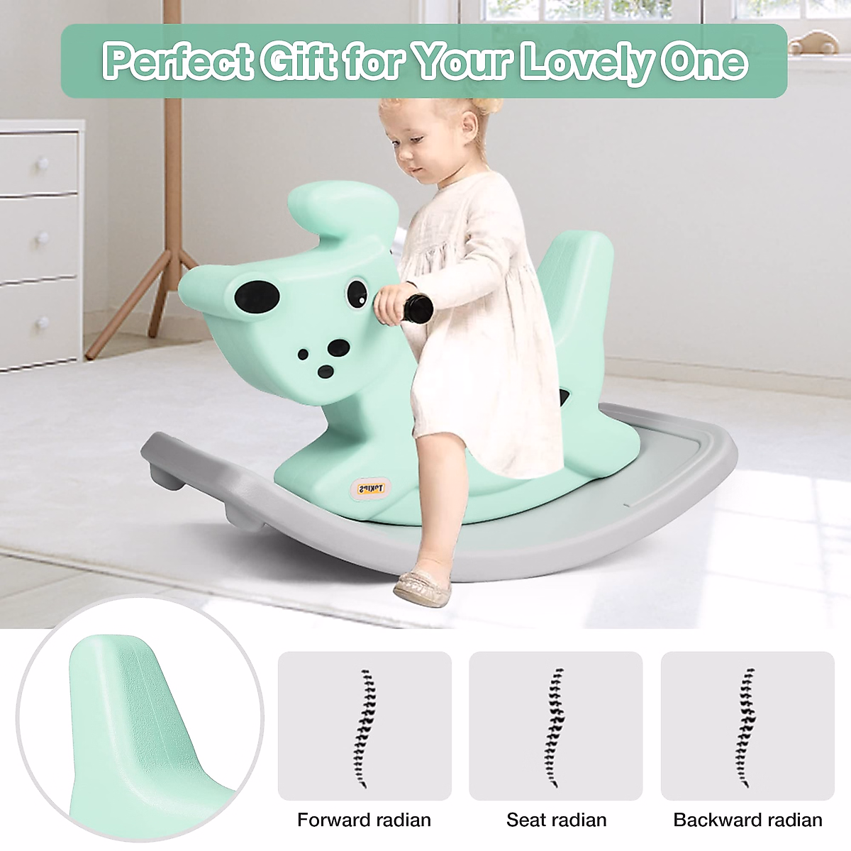 Vilobos Rocking Horse Outdoor Rocking Toy with Music for Toddler Baby Kids Ages 1-3 Year Old Boy Girl Green