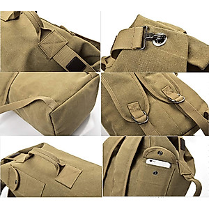 Military Duffel Bag Top Load Canvas Shoulder Bag Outdoors Backpack for Travelling (upgrade black big)