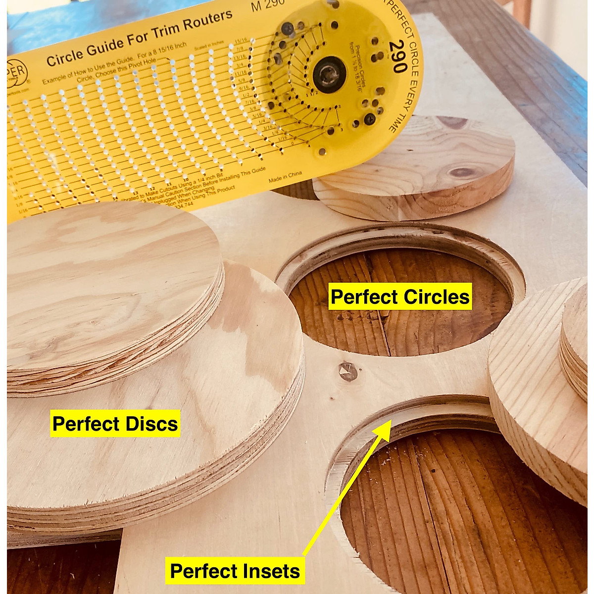 Jasper 290 Circle Cutter Router Jig - Router Circle Cutting Jig Cuts Perfect Circles from 1 1/2” to 18 3/16” D - Circle Guide Kit Fits Most Popular Trim Compact and Cordless Routers