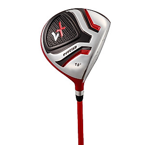 Distinctive Left Handed Junior Golf Club Set for Age 6 to 8 (Height 3'8" to 4'4") Set Includes: Driver (15"), Hybrid Wood (22*), 2 Irons, Putter, Bonus Stand Bag & 2 Headcovers