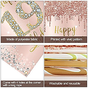 Happy 19th Birthday Door Banner Decorations for Girls, Pink Rose Gold 19 Birthday Door Cover Backdrop Sign Party Supplies, Nineteen Year Old Birthday Poster Background Decor