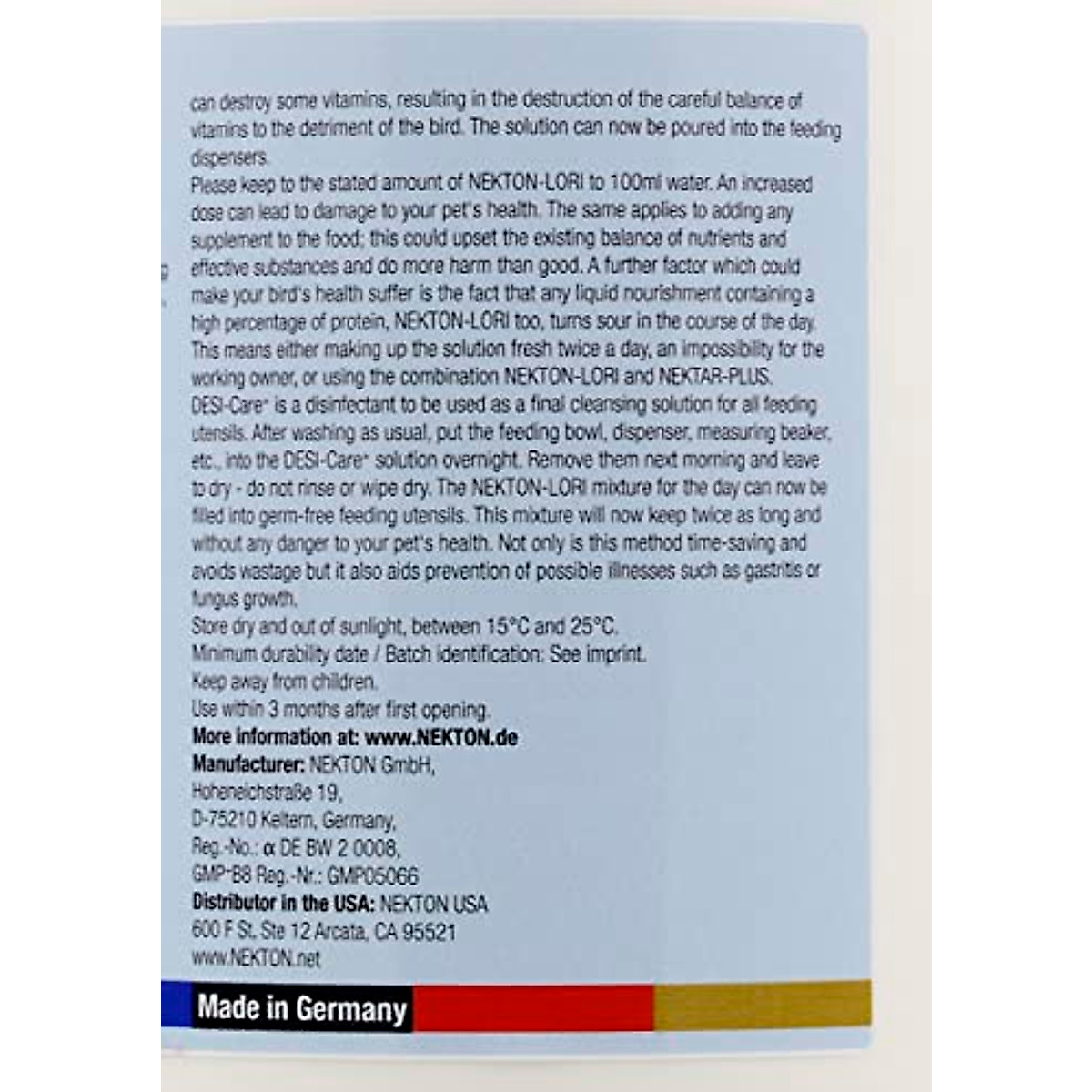 Nekton-Lori Complete Nectar Concentrate for Lorikeets (500gm / 1.1Lb)