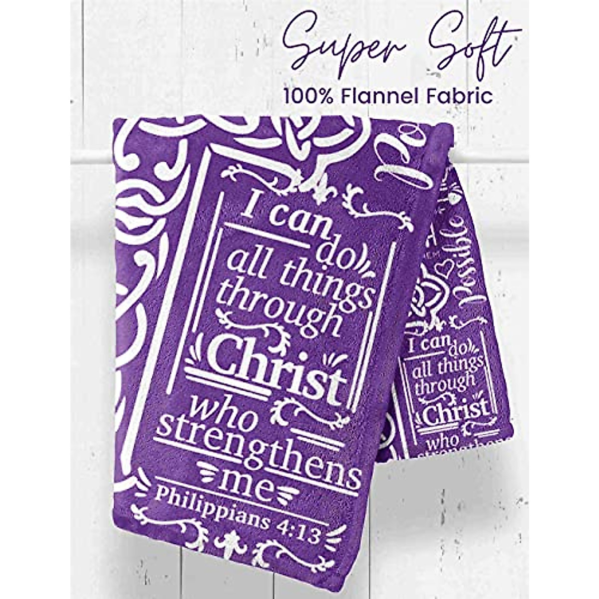 InnoBeta Christian & Religious & Spiritual Gifts, Inspirational Bible Verse Blanket for Women and Men, Flannel Throw Blanket for Christmas, Thanksgiving, Birthday, 50"x 65", Purple