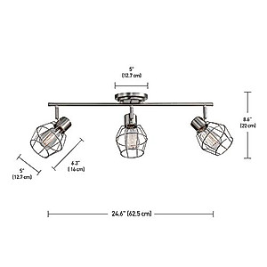 Globe Electric 59701 Cedrick 3-Light Track Lighting, Brushed Nickel, Vintage Edison Bulbs Included
