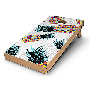 Design Skinz Summer Tropical Skin Set for Cornhole (Skin Only) - Retro Summer Pineapple v3
