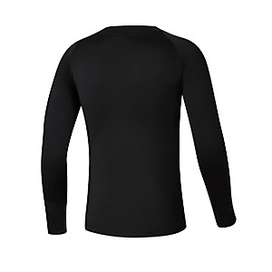Willit Youth Boys' Compression Thermal Shirts Fleece Baselayer Long Sleeve Girls' Kids Football Soccer Undershirts Black L