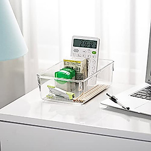 Ettori Clear Plastic Storage Bins 2 Pack Bin Storage Organizer for Refrigerator, Cabinet,Food Pantry,Kitchen and Bathroom Organization