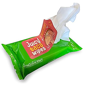 Juicy Taco Wipes - Funny Taco Gifts for Adults - Novelty Travel Hand Wipes - Pocket Moist Towelettes for Taco Lovers Gifts - Resealable 15 Count Pack